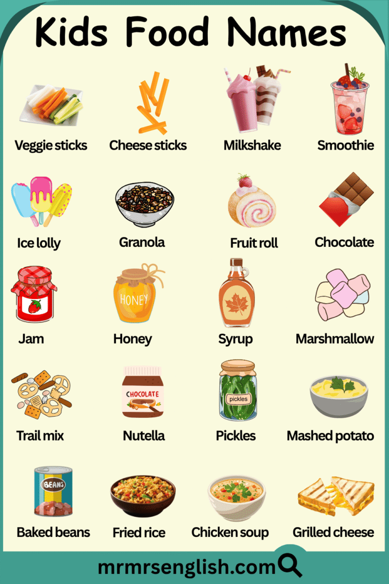 Food Names for Kids in English with Their Pictures - MR MRS ENGLISH