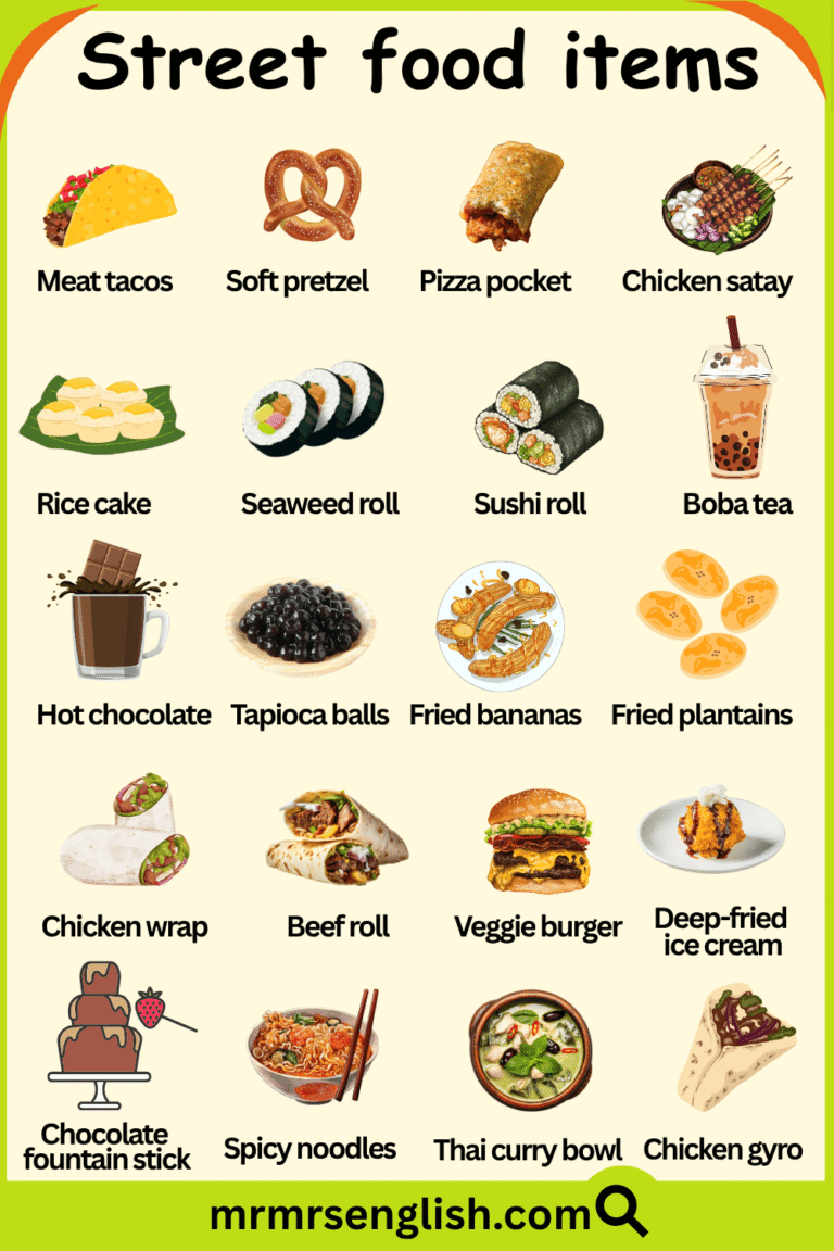 Street food Items Names in English with Their Pictures - MR MRS ENGLISH