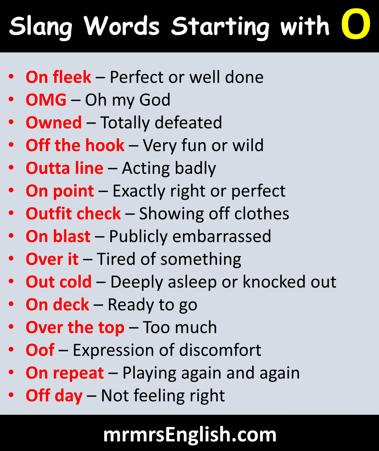 A to Z Slang Words with meanings in English with Pictures - MR MRS ENGLISH