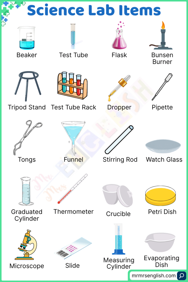 Science Lab Items Names in English with their Pictures - MR MRS ENGLISH