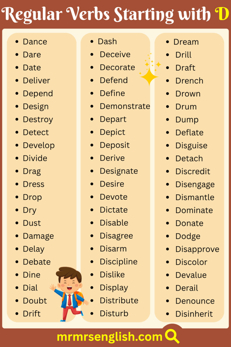 500+ Regular Verbs List from A to Z in English with Pictures - MR MRS ...