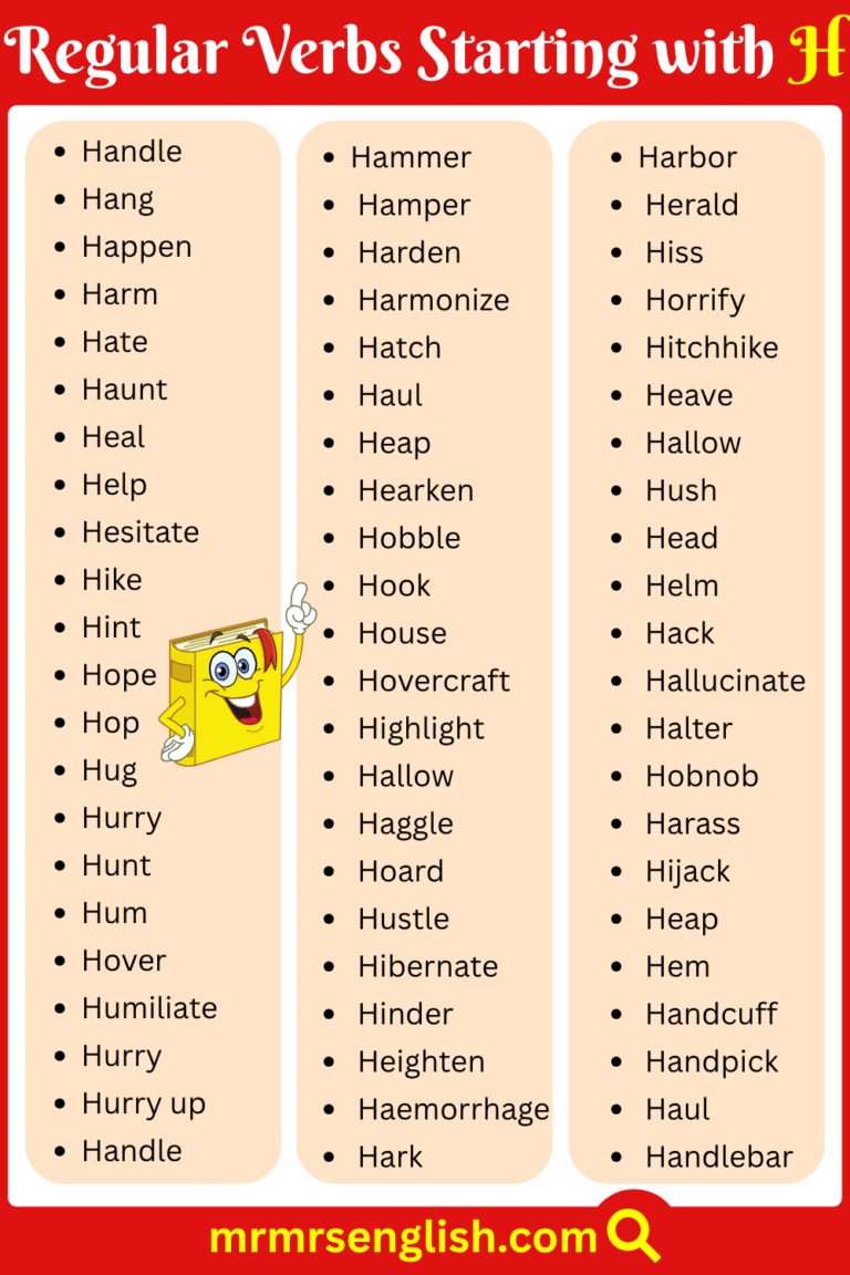 500+ Regular Verbs List from A to Z in English with Pictures - MR MRS ...
