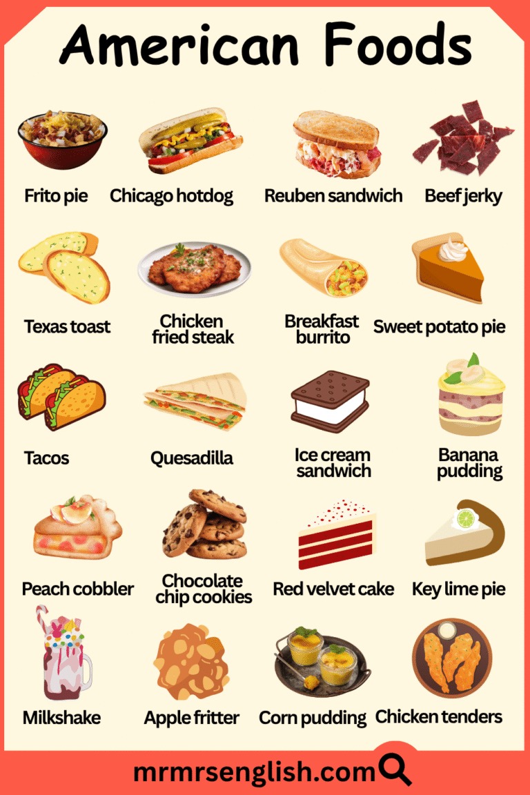 American Foods Names in English with Their Pictures - MR MRS ENGLISH