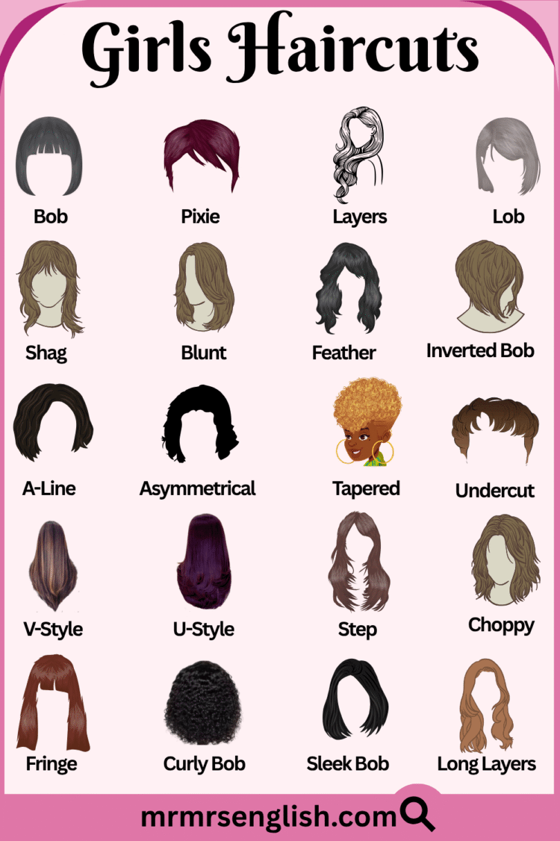 Haircuts Names for Girls in English with Their Pictures - MR MRS ENGLISH