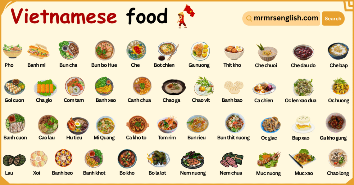 Vietnamese Food Names in English with Their Pictures - MR MRS ENGLISH
