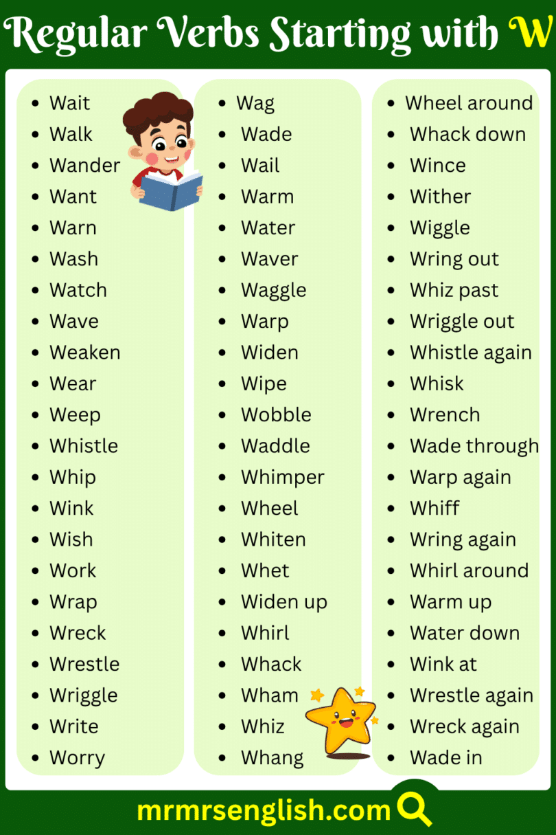 500+ Regular Verbs List from A to Z in English with Pictures - MR MRS ...