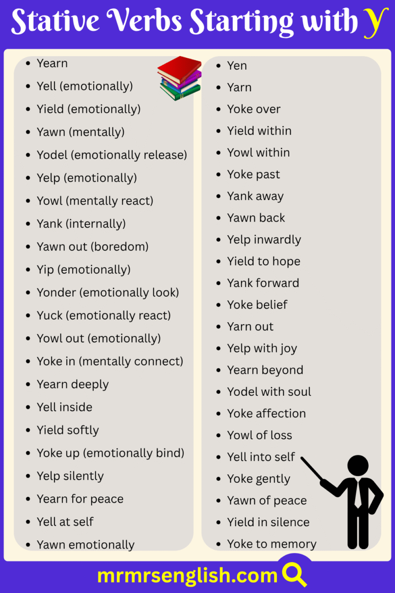 500 Stative Verbs List from A to Z in English with Pictures - MR MRS ...