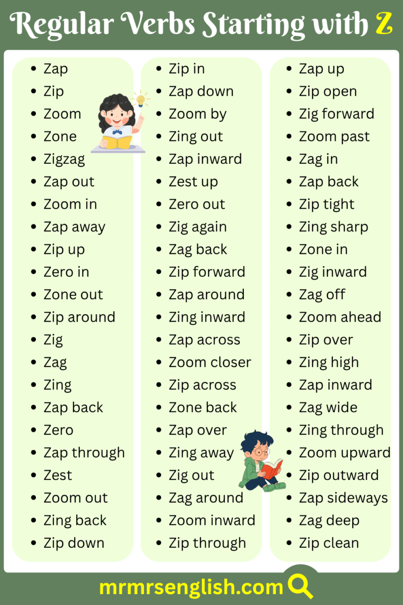 500+ Regular Verbs List from A to Z in English with Pictures - MR MRS ...