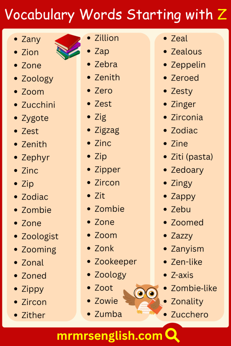 500 A To Z Vocabulary Words for Kids in English with Their Pictures ...