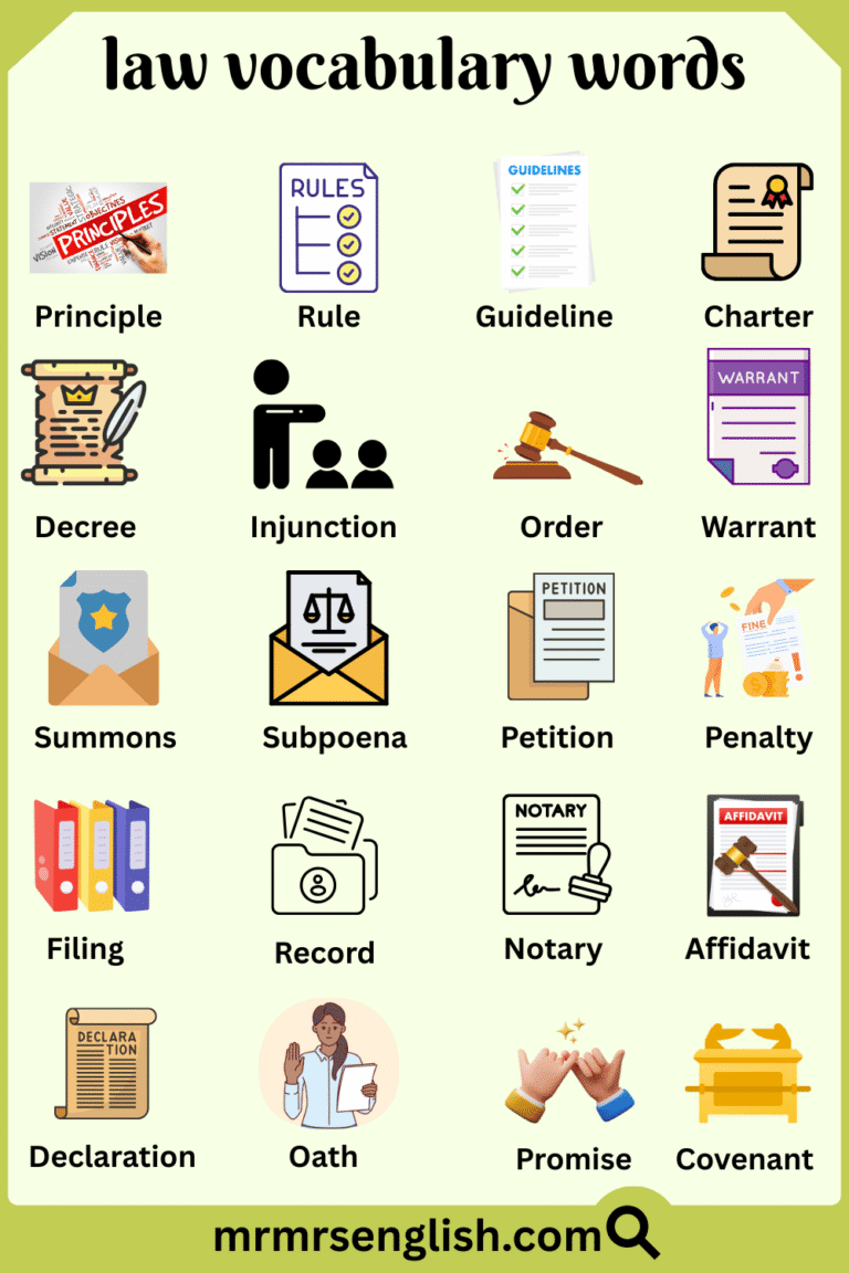 Law Vocabulary Words in English with Their Pictures - MR MRS ENGLISH