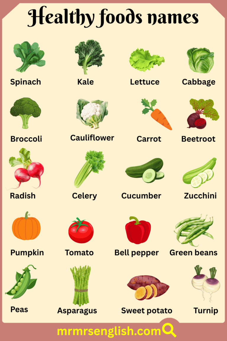 Healthy Foods Names in English with Their Pictures - MR MRS ENGLISH