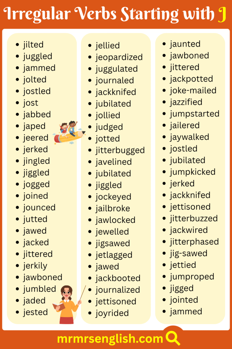 500 Irregular Verbs List from A to Z in English with Pictures - MR MRS ...