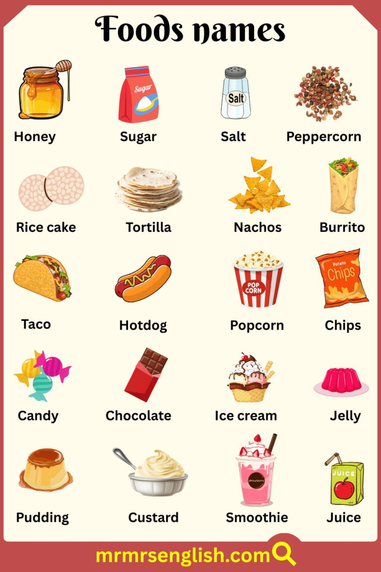 Foods Names in English with Their Pictures - MR MRS ENGLISH