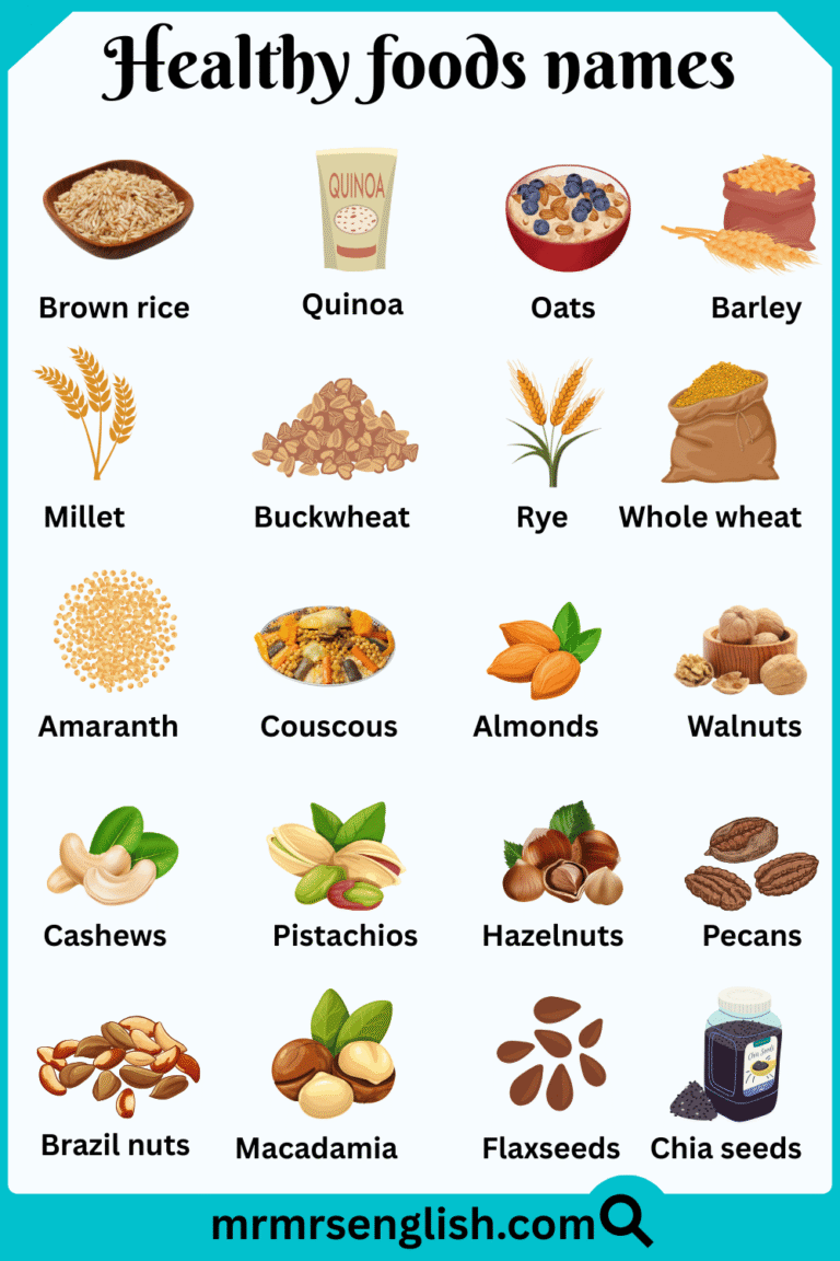Healthy Foods Names in English with Their Pictures - MR MRS ENGLISH