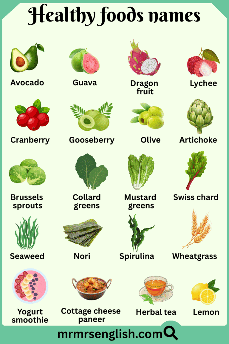 Healthy Foods Names in English with Their Pictures - MR MRS ENGLISH