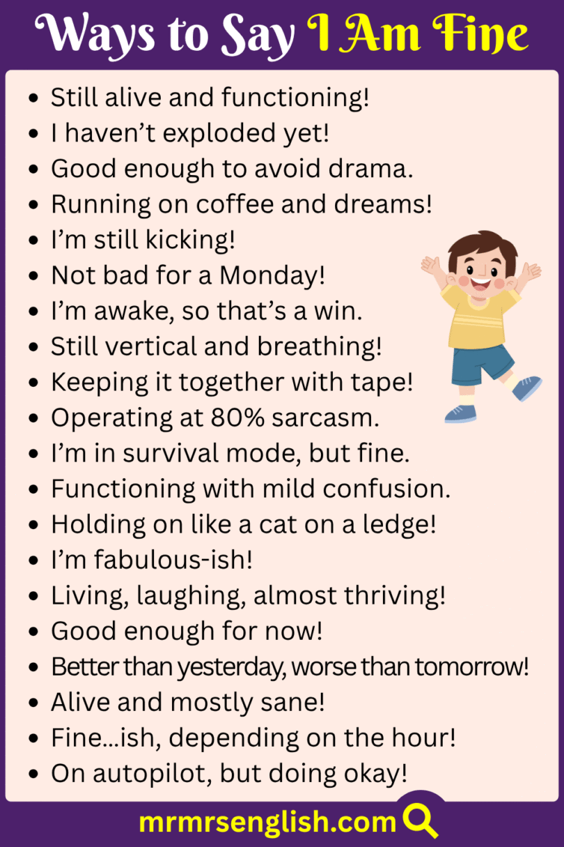 100 Other Ways to Say I Am Fine in English with Pictures - MR MRS ENGLISH
