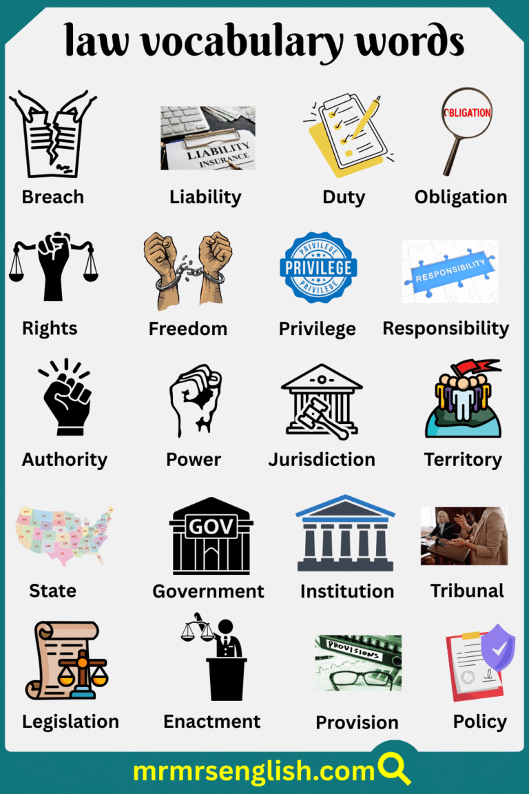 Law Vocabulary Words in English with Their Pictures - MR MRS ENGLISH