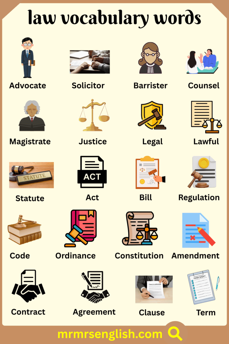 Law Vocabulary Words in English with Their Pictures - MR MRS ENGLISH