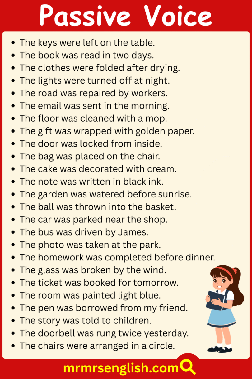 100 Passive Voice Examples Sentences in English with Pictures - MR MRS ...