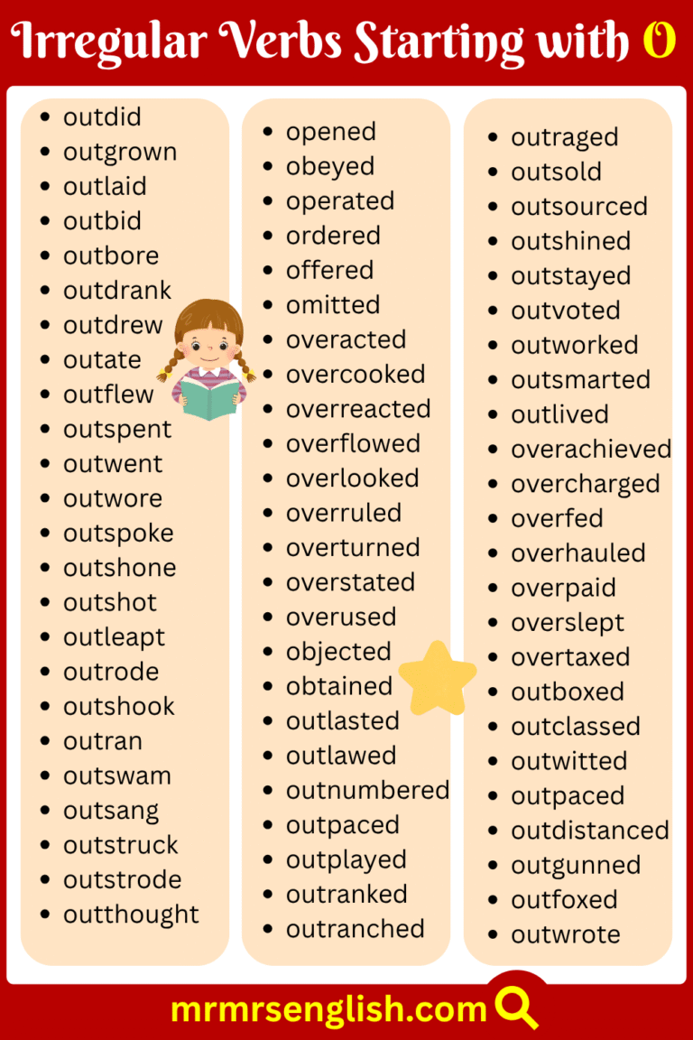 500 Irregular Verbs List from A to Z in English with Pictures - MR MRS ...