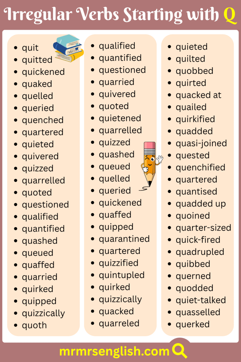500 Irregular Verbs List from A to Z in English with Pictures - MR MRS ...