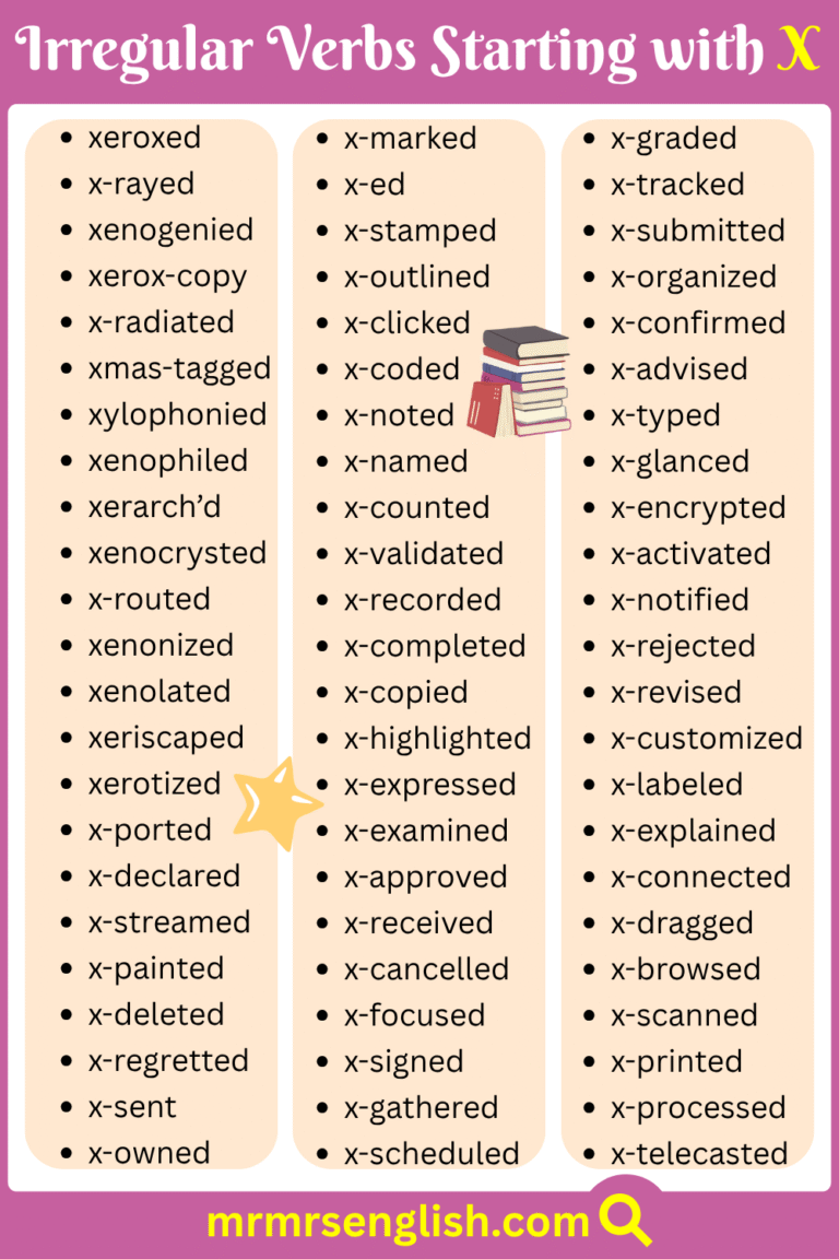 500 Irregular Verbs List from A to Z in English with Pictures - MR MRS ...