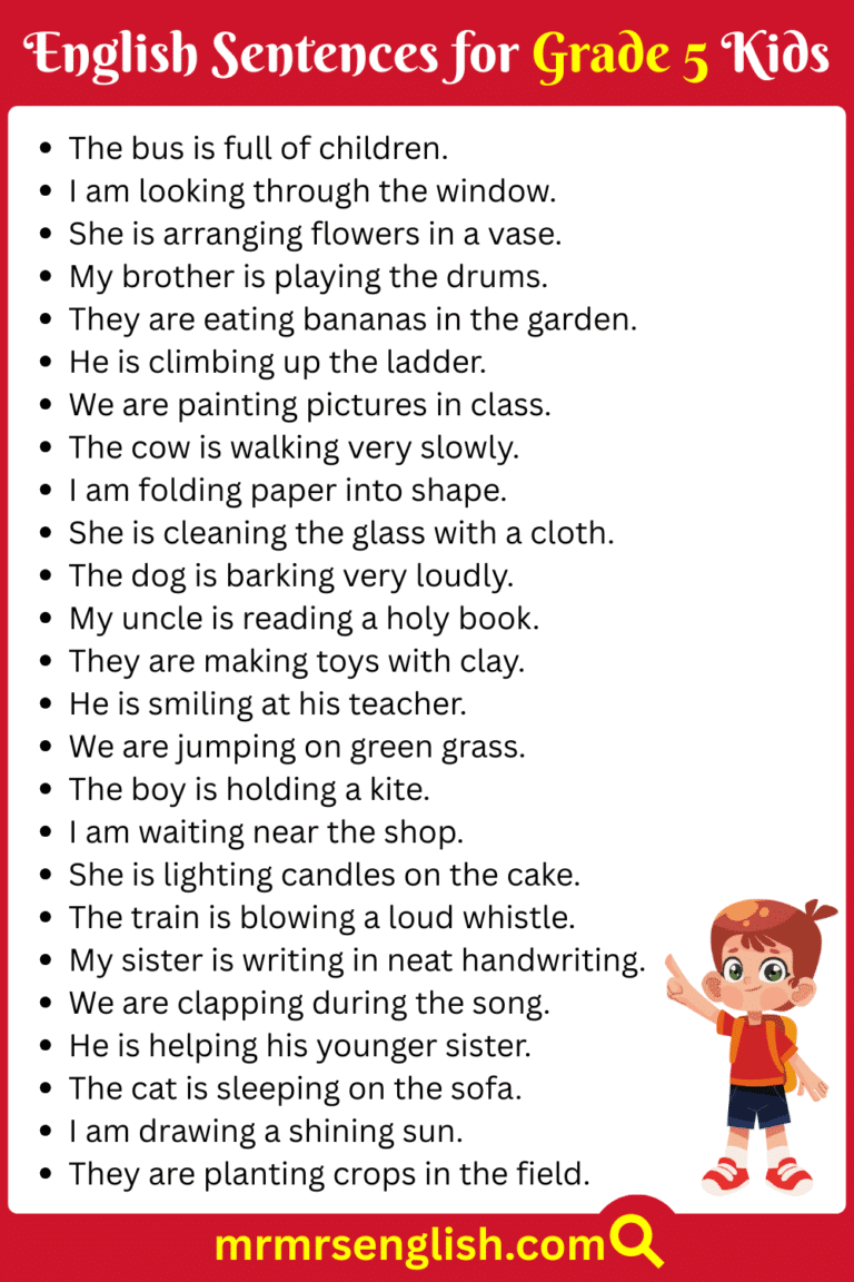 500 Basic English Sentences for Grade 5 Kids with Their Pictures - MR ...