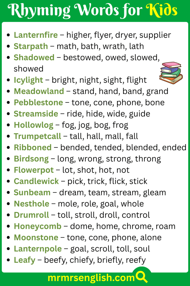 500 Rhyming words for Kids in English with Pictures - MR MRS ENGLISH