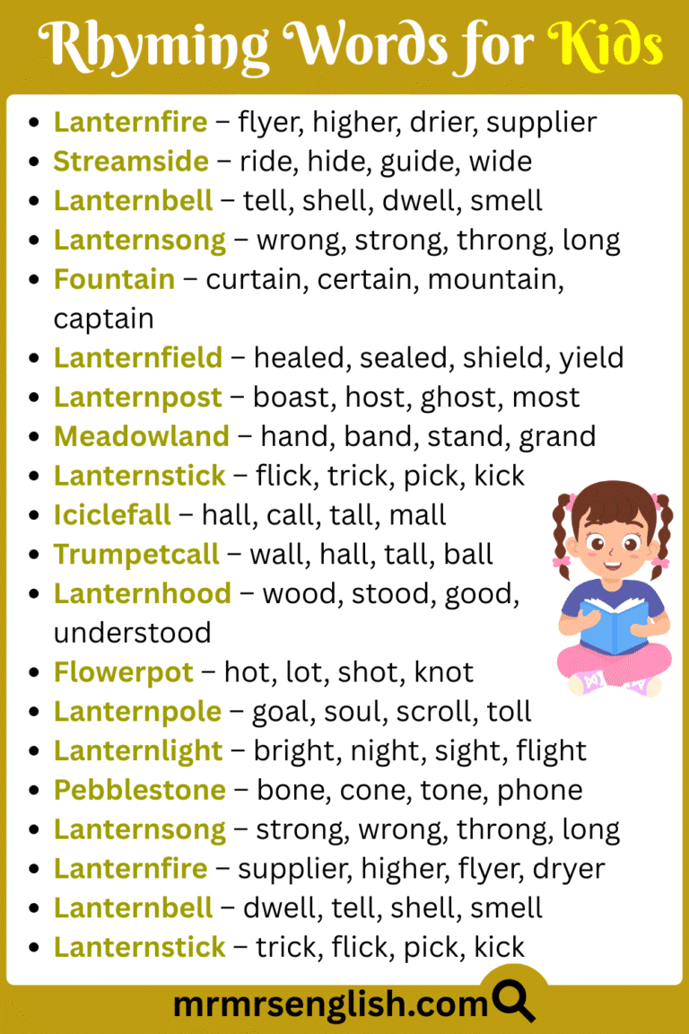 500 Rhyming words for Kids in English with Pictures - MR MRS ENGLISH
