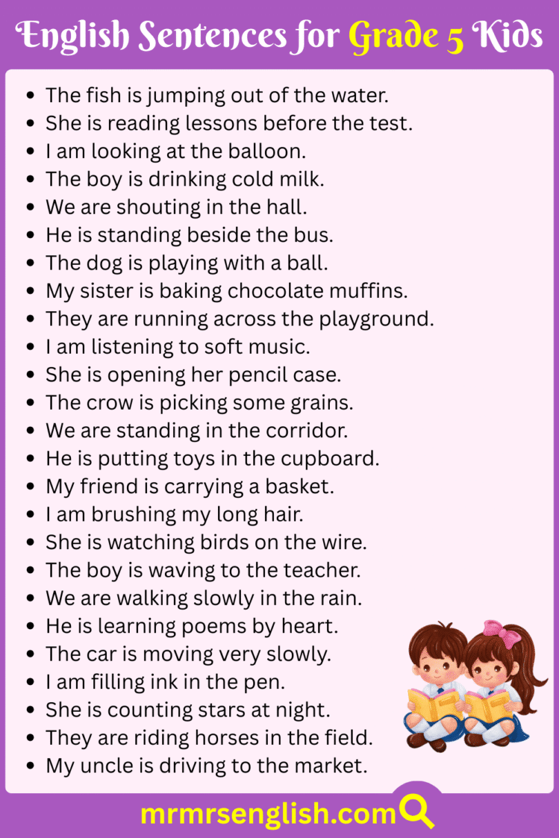 500 Basic English Sentences for Grade 5 Kids with Their Pictures - MR ...