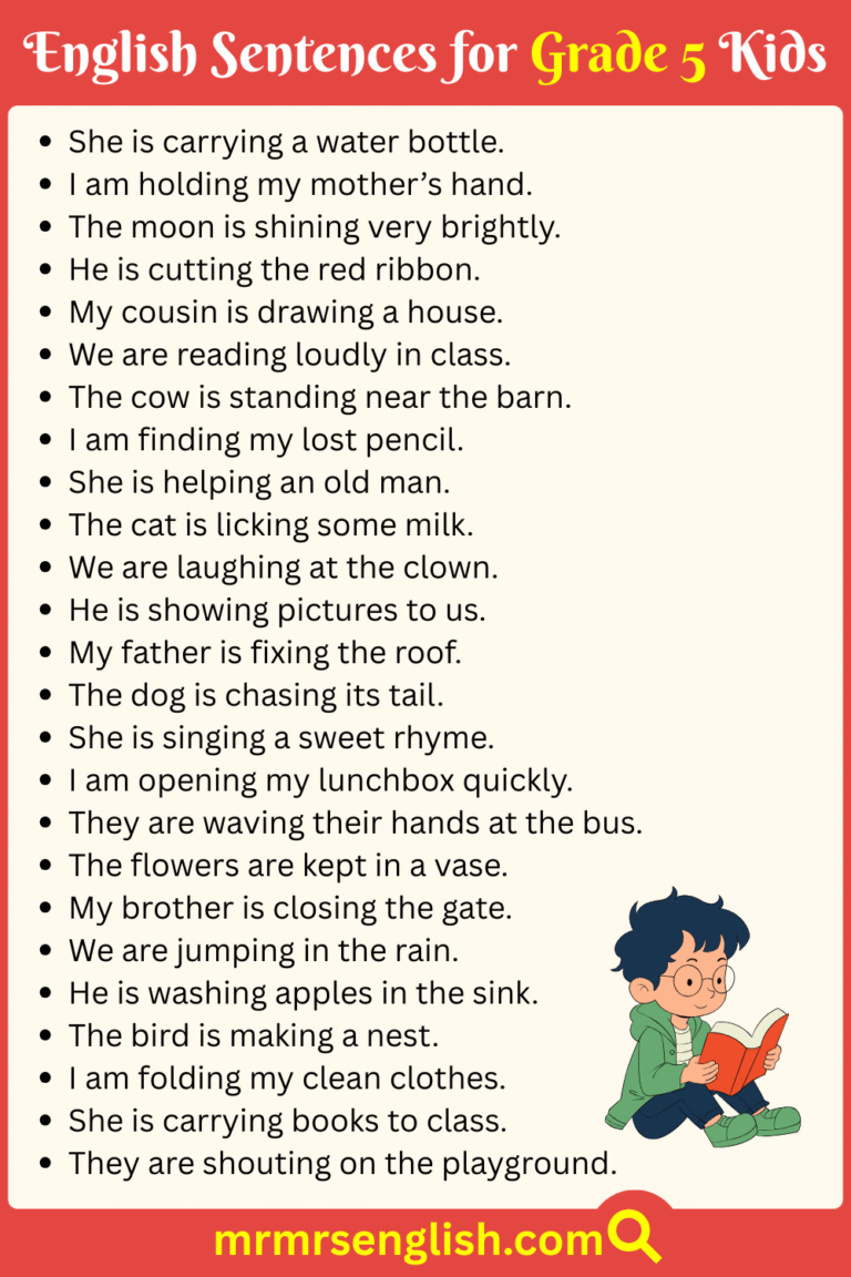 500 Basic English Sentences for Grade 5 Kids with Their Pictures - MR ...