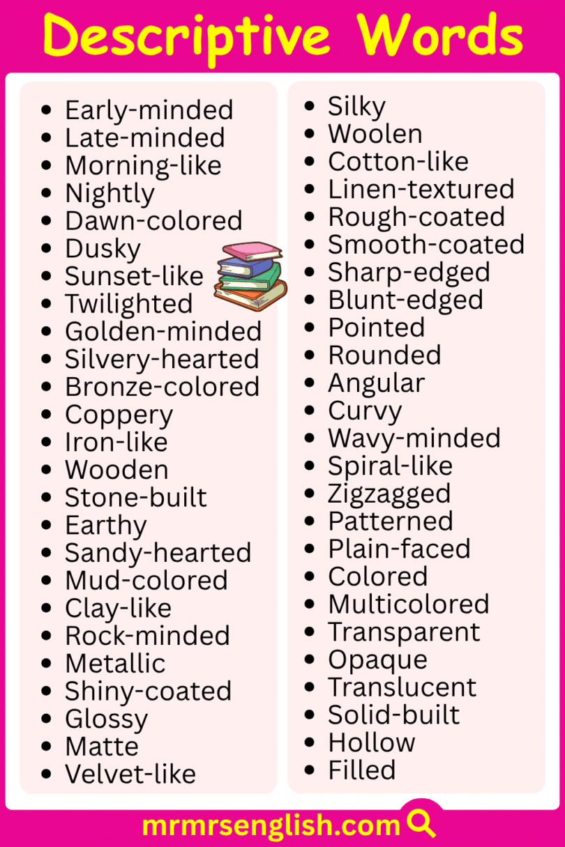 1000 Descriptive Words in English with Pictures - MR MRS ENGLISH