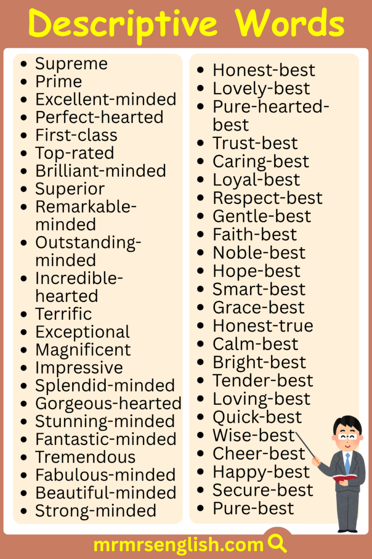 1000 Descriptive Words in English with Pictures - MR MRS ENGLISH