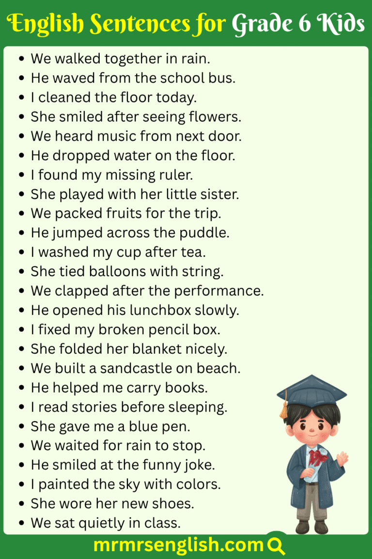 500 English Sentences for Grade 6 Kids with Pictures - MR MRS ENGLISH
