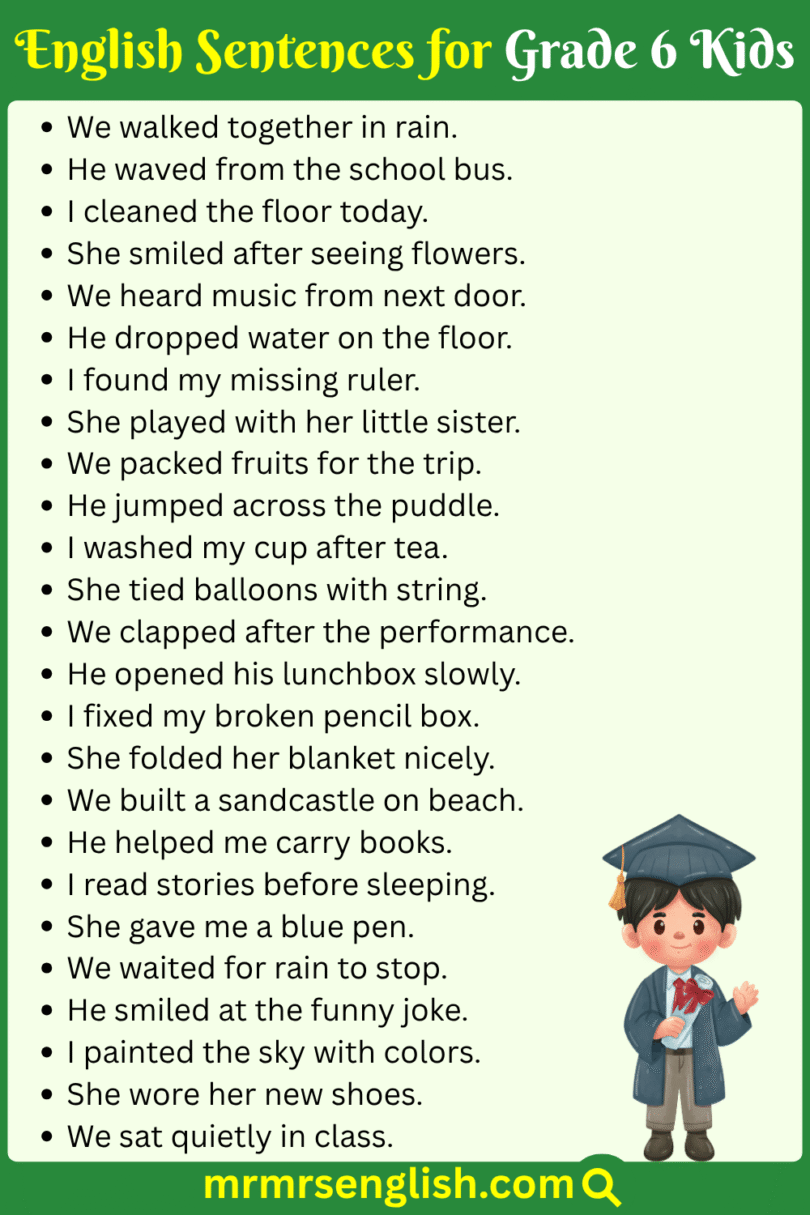 500 English Sentences for Grade 6 Kids with Pictures - MR MRS ENGLISH
