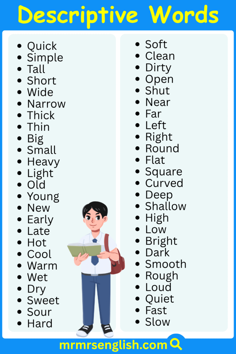 1000 Descriptive Words in English with Pictures - MR MRS ENGLISH