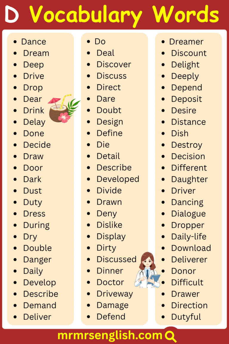 Vocabulary Words A To Z in English with Pictures - MR MRS ENGLISH