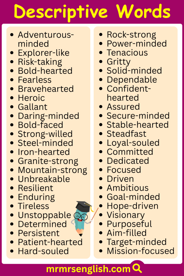 1000 Descriptive Words in English with Pictures - MR MRS ENGLISH