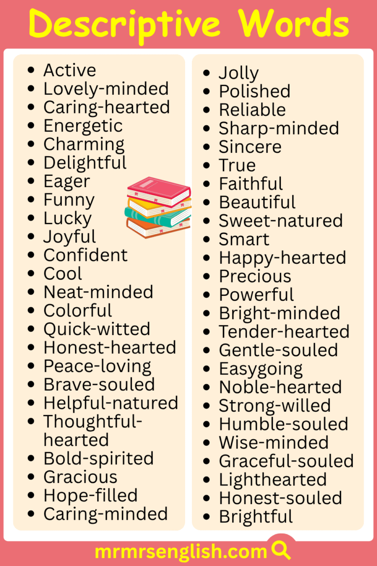 1000 Descriptive Words in English with Pictures - MR MRS ENGLISH