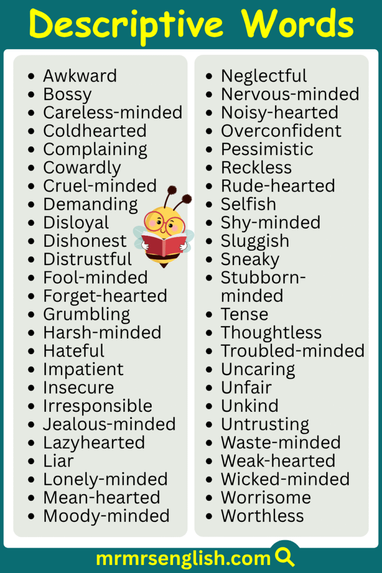 1000 Descriptive Words in English with Pictures - MR MRS ENGLISH