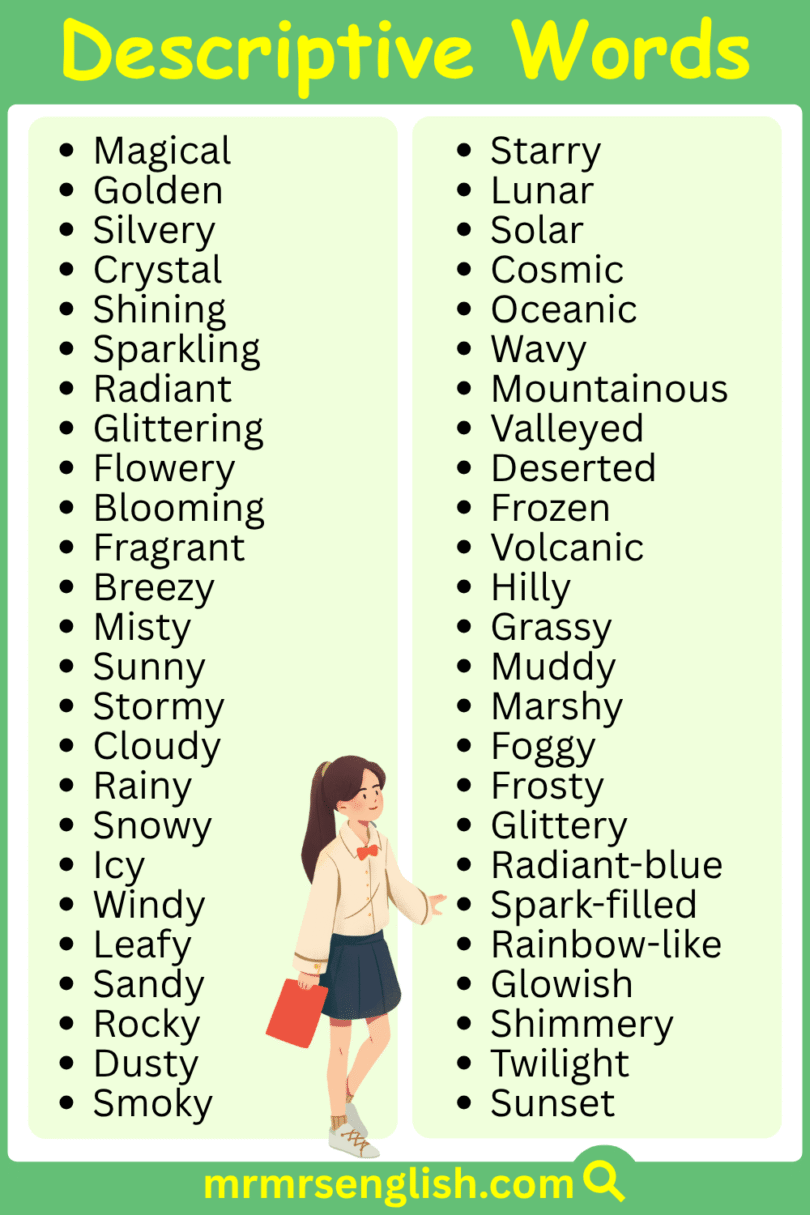 1000 Descriptive Words in English with Pictures - MR MRS ENGLISH
