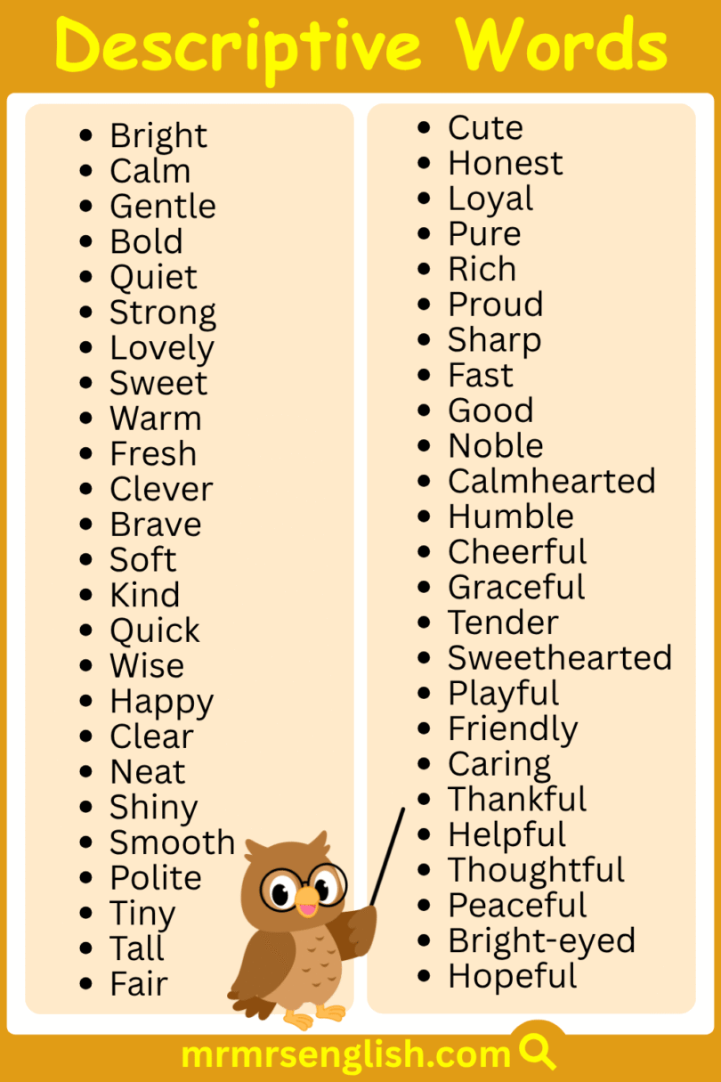 1000 Descriptive Words in English with Pictures - MR MRS ENGLISH