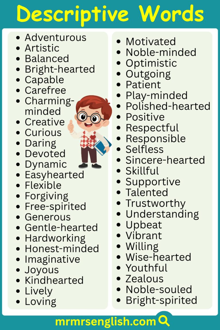 1000 Descriptive Words in English with Pictures - MR MRS ENGLISH