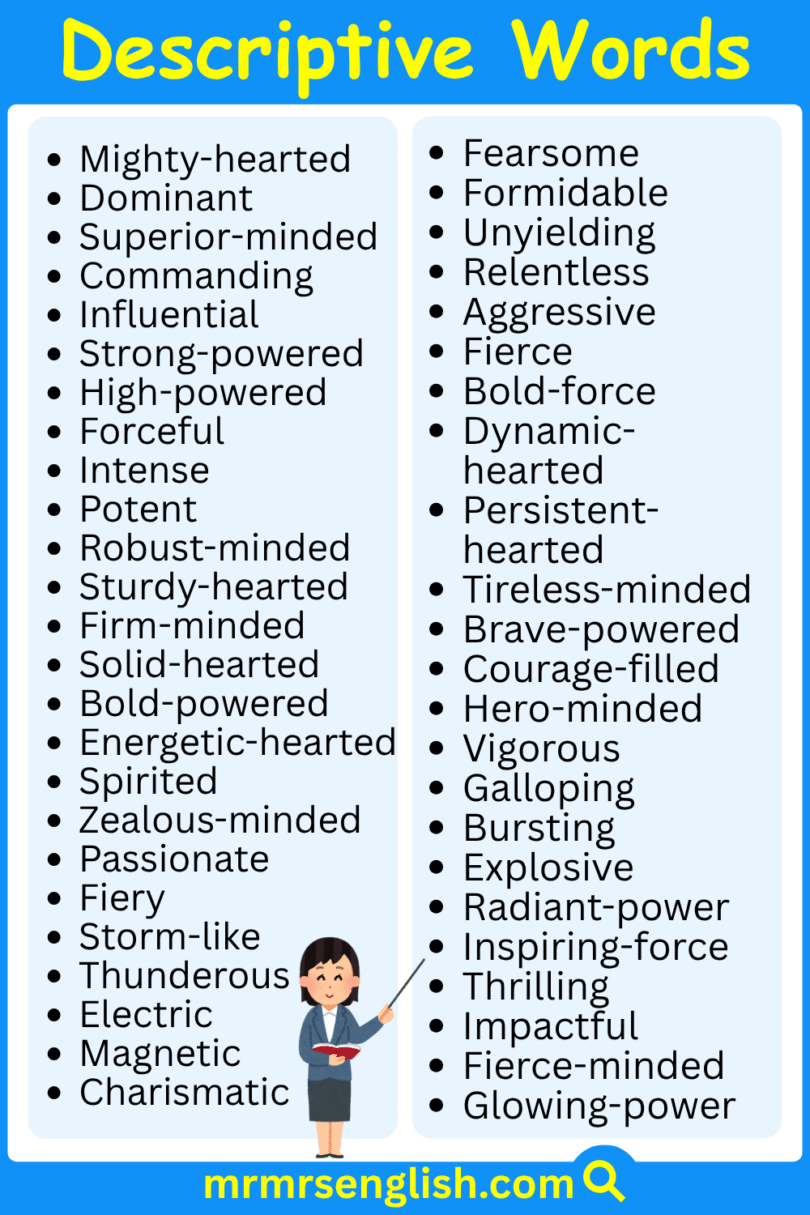 1000 Descriptive Words in English with Pictures - MR MRS ENGLISH