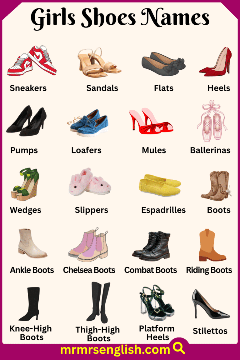 Shoes Names for Girls in English with Their Pictures - MR MRS ENGLISH