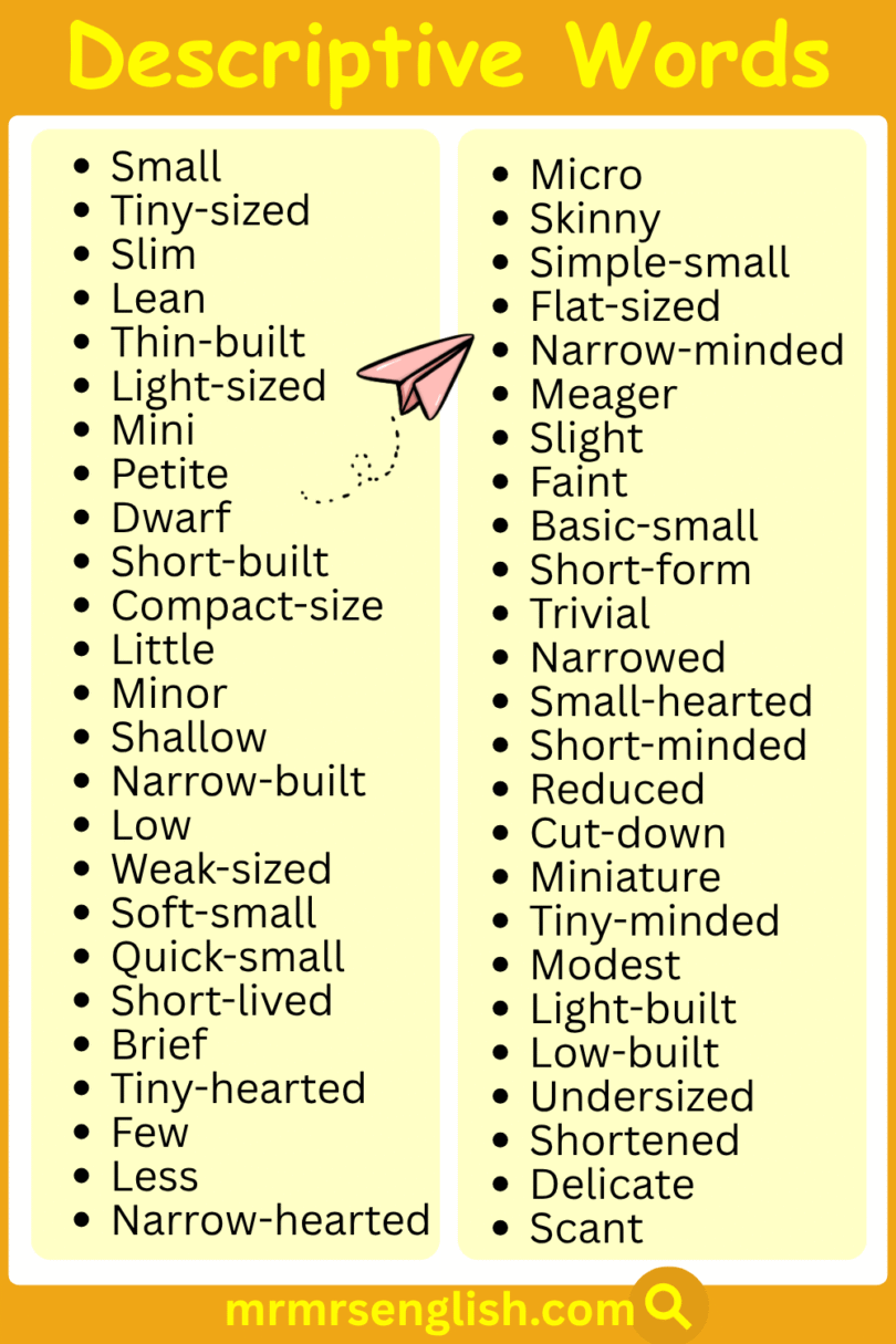 1000 Descriptive Words in English with Pictures - MR MRS ENGLISH