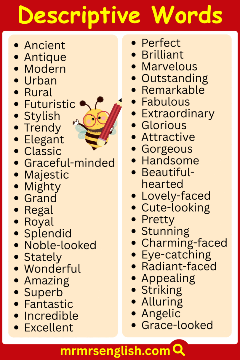 1000 Descriptive Words in English with Pictures - MR MRS ENGLISH