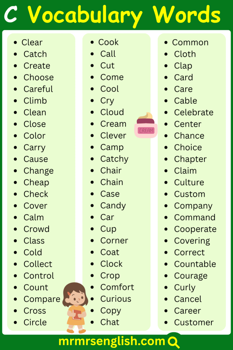 Vocabulary Words A To Z in English with Pictures - MR MRS ENGLISH