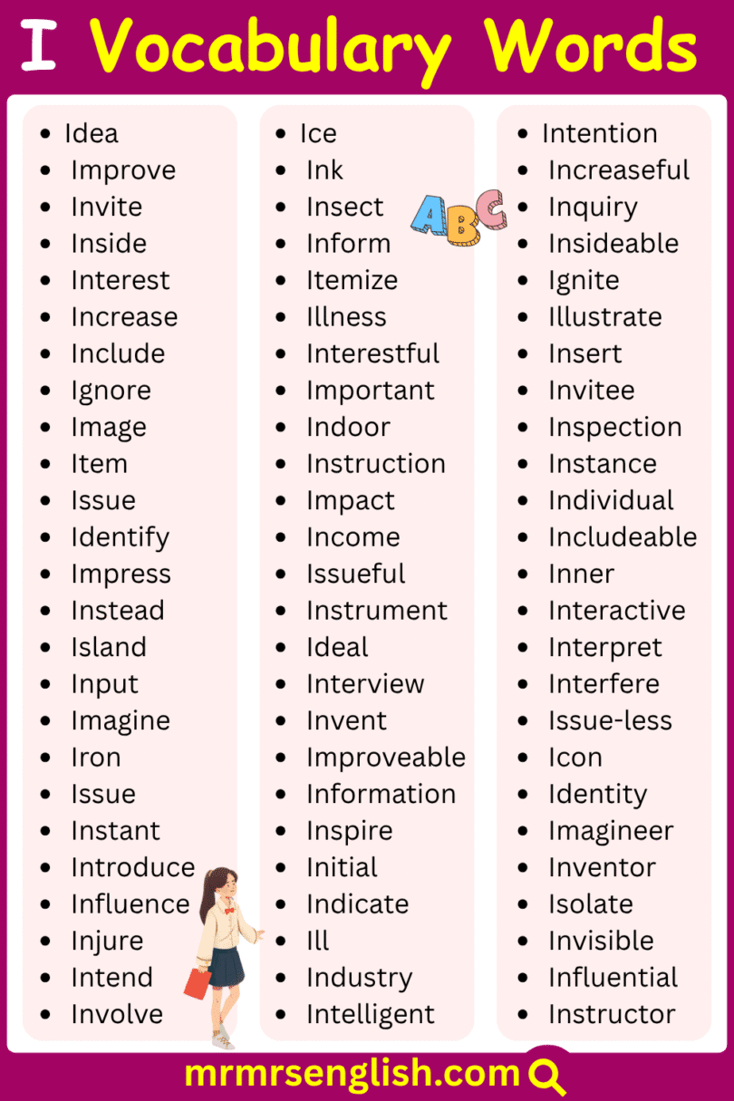 Vocabulary Words A To Z in English with Pictures - MR MRS ENGLISH