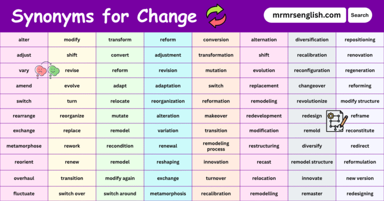 Synonyms for Change in English with their Pictures - MR MRS ENGLISH